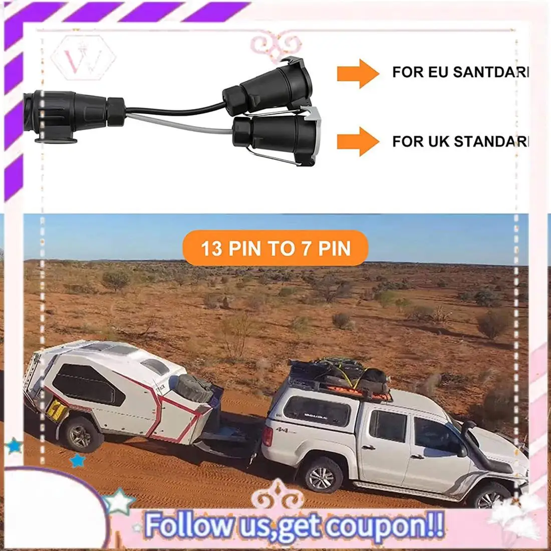 Easy To Use Towing Adapter 13 Plug Pin To 7 Pin 12N+12S Socket Towbar ...