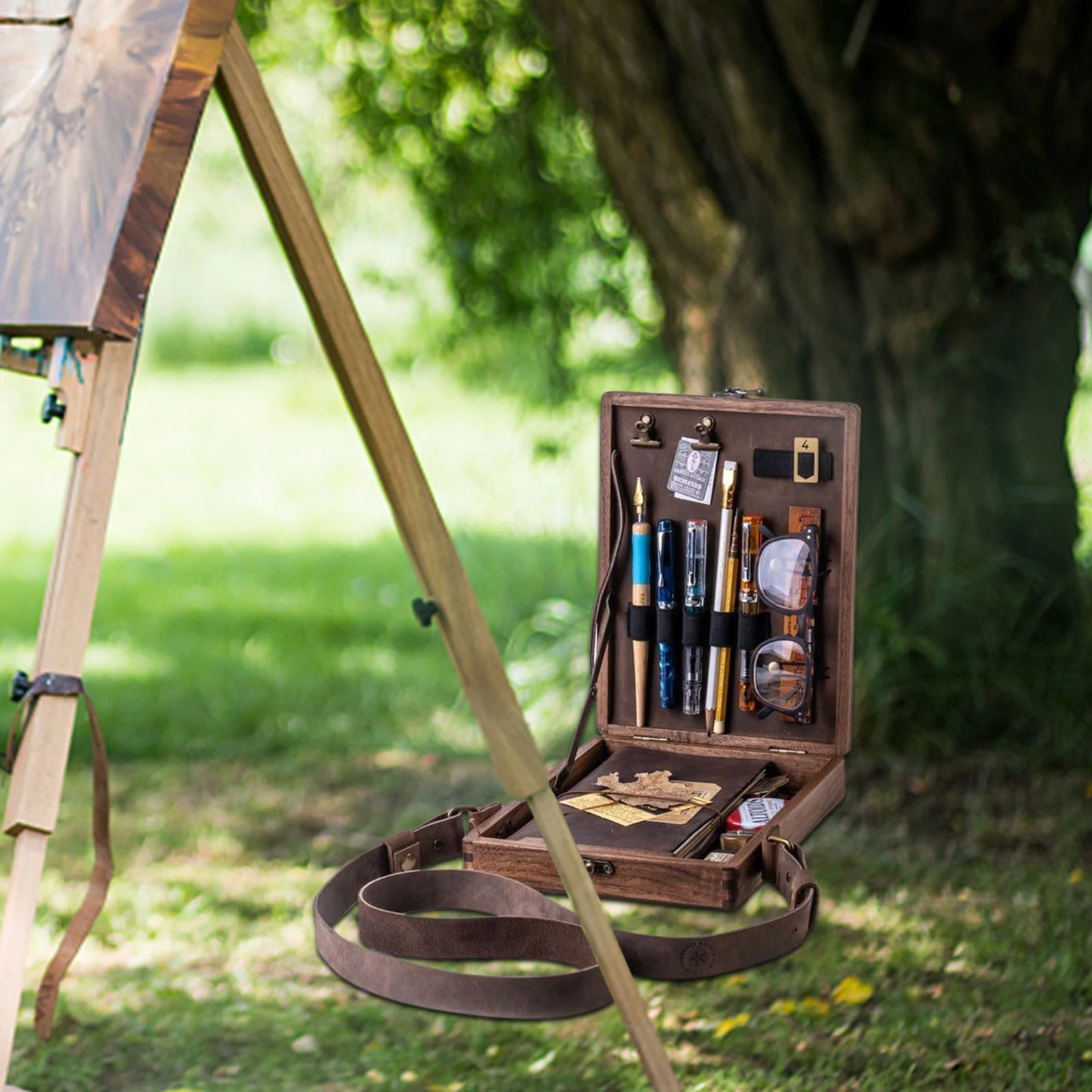 Messenger-Wood-Box-A5-Wooden-Portable-Crossbody-Postman-Bag-Writers ...
