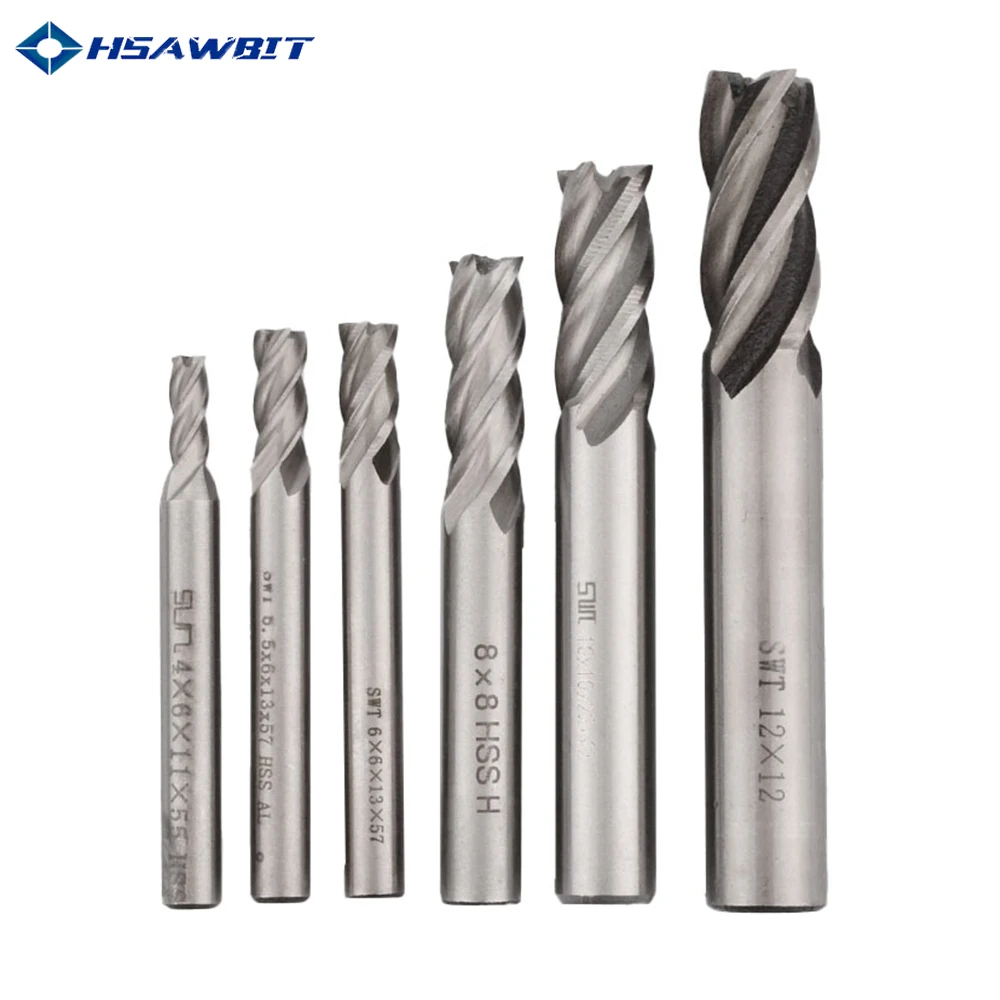 5PCS-Tungsten-Carbide-End-Mill-4-Flutes-Milling-Cutter-Woodworking ...