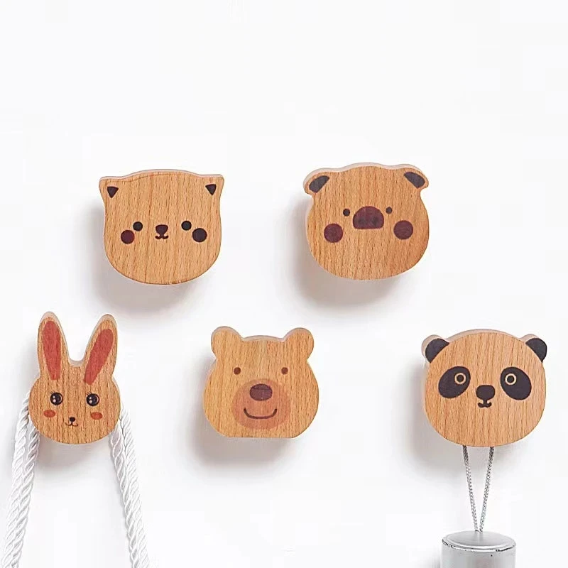 Wooden-Cute-Animal-Coat-Hook-Solid-Wood-Holder-Clothes-Key-Decoration ...