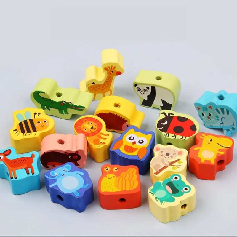 TongYueFun Kids Montessori Educational Wooden Cartoon Fruit Animal ...