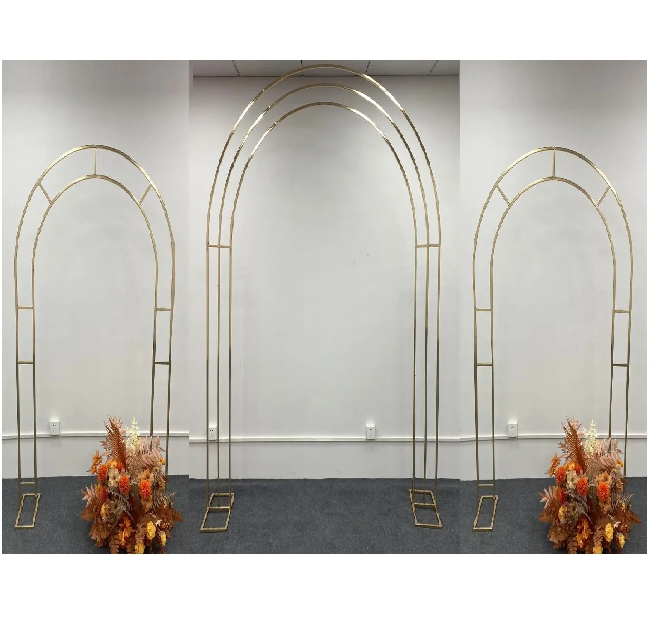 3PCS-Shiny-Gold-Large-Flower-Arrangement-Rack-Outdoor-Lawn-Wedding ...