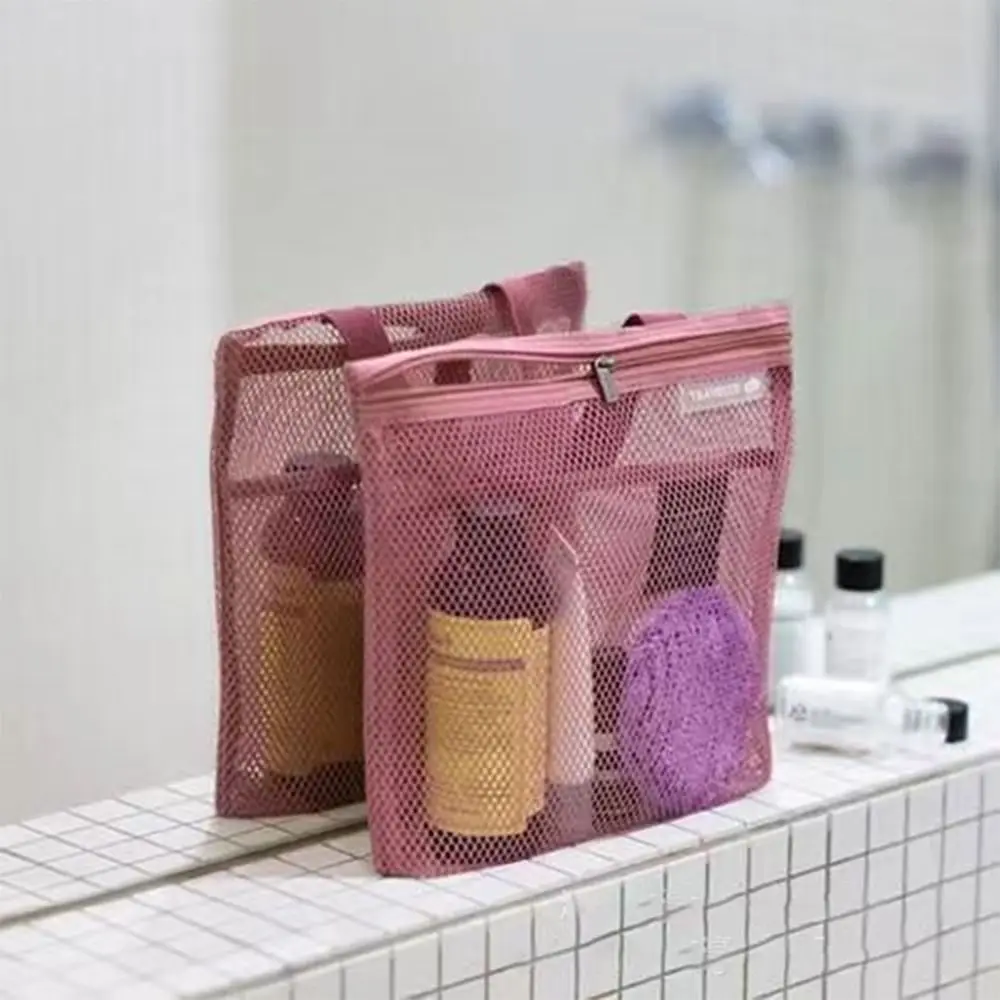 Mesh Travel Storage Shower Bag Beach Toilet Bag Cosmetic Bag Handbag ...
