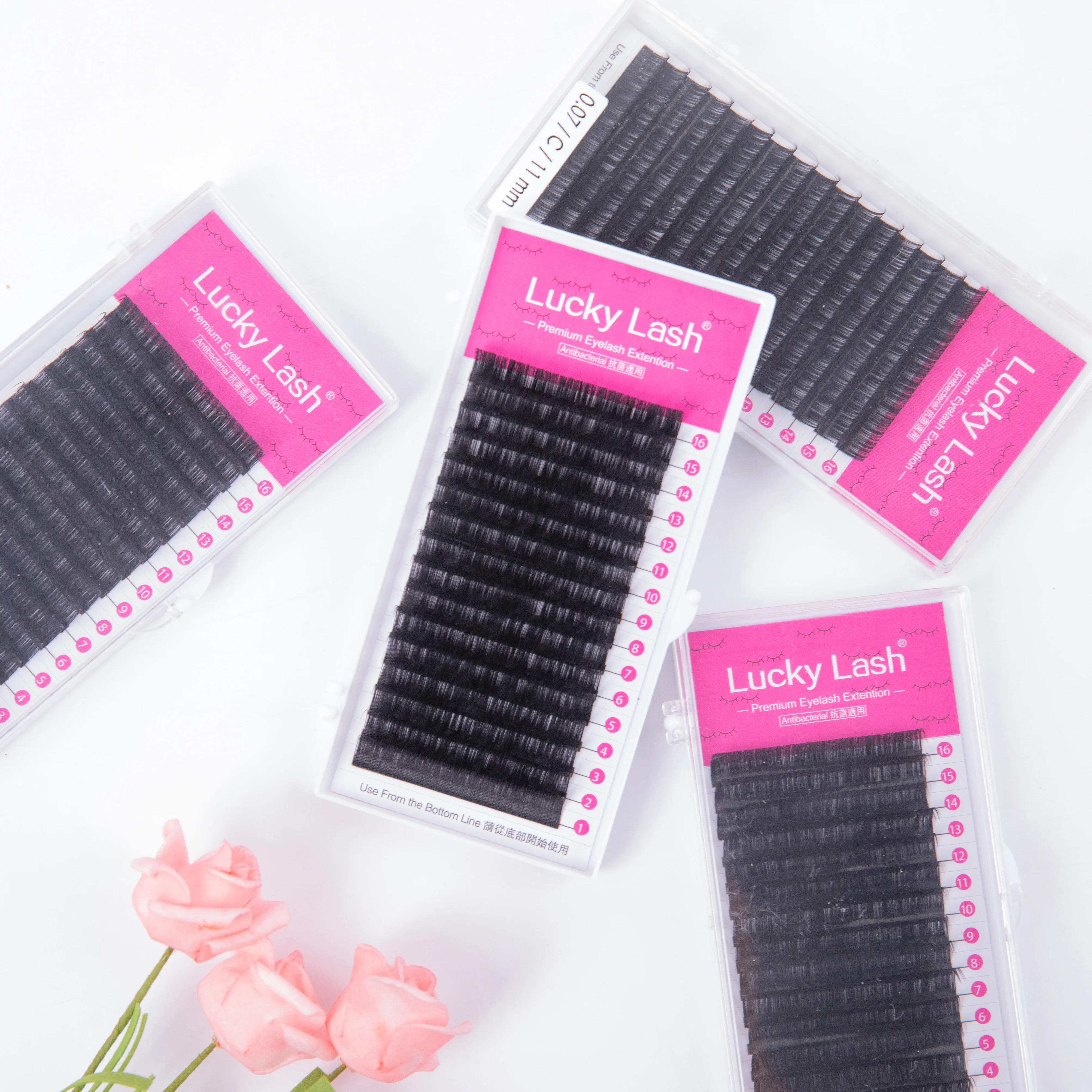 16Rows-Natural-Mink-Eyelash-Extension-individual-Fake-Eyelashes-Matte ...