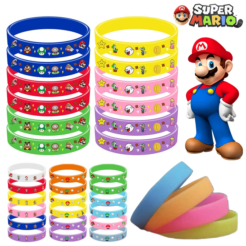 12Pcs-Super-Mario-Bros-bracciale-in-Silicone-forniture-per-feste ...