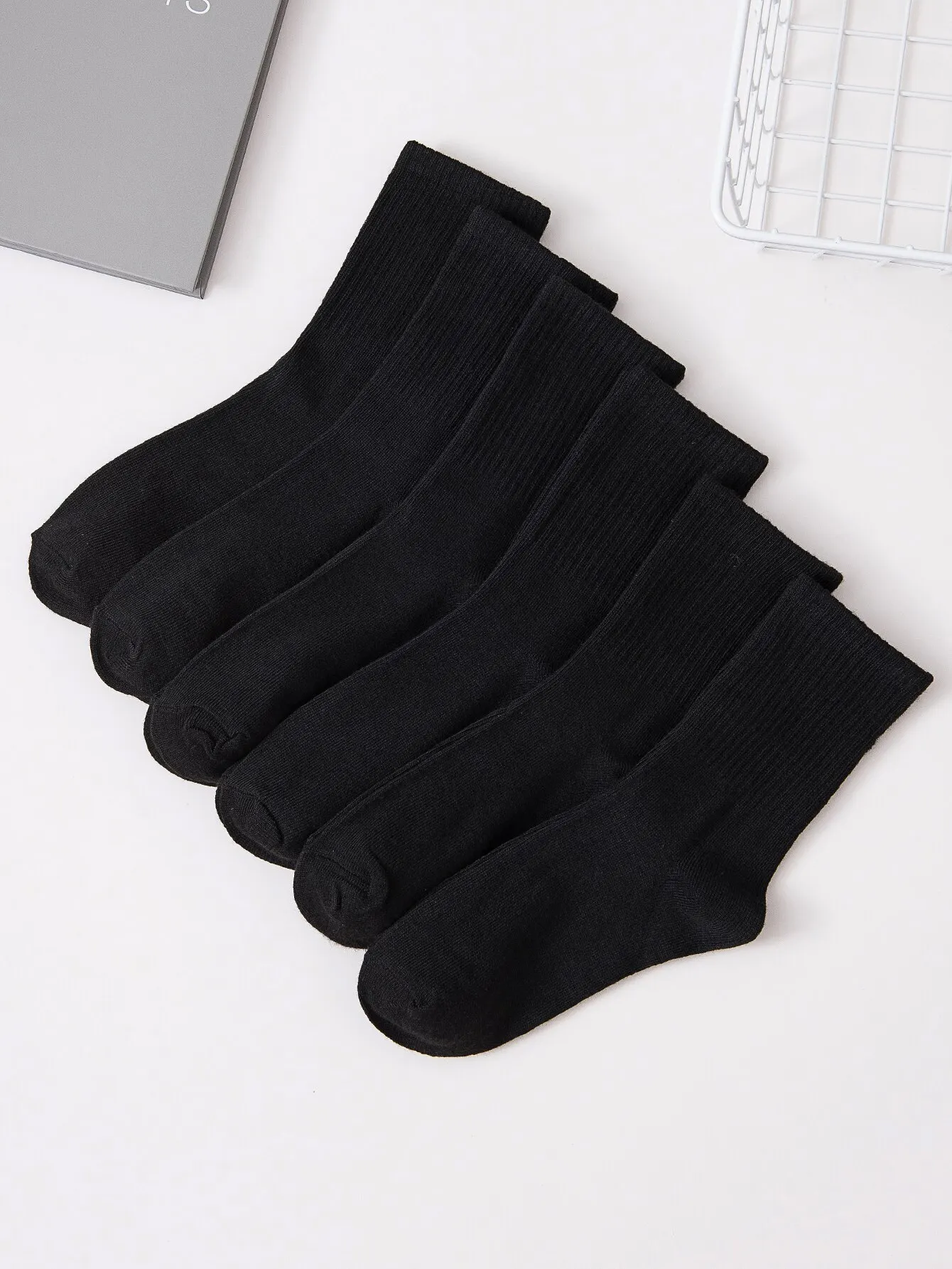 Calcetines de tubo medio para hombre y mujer, color sólido, blanco y ...