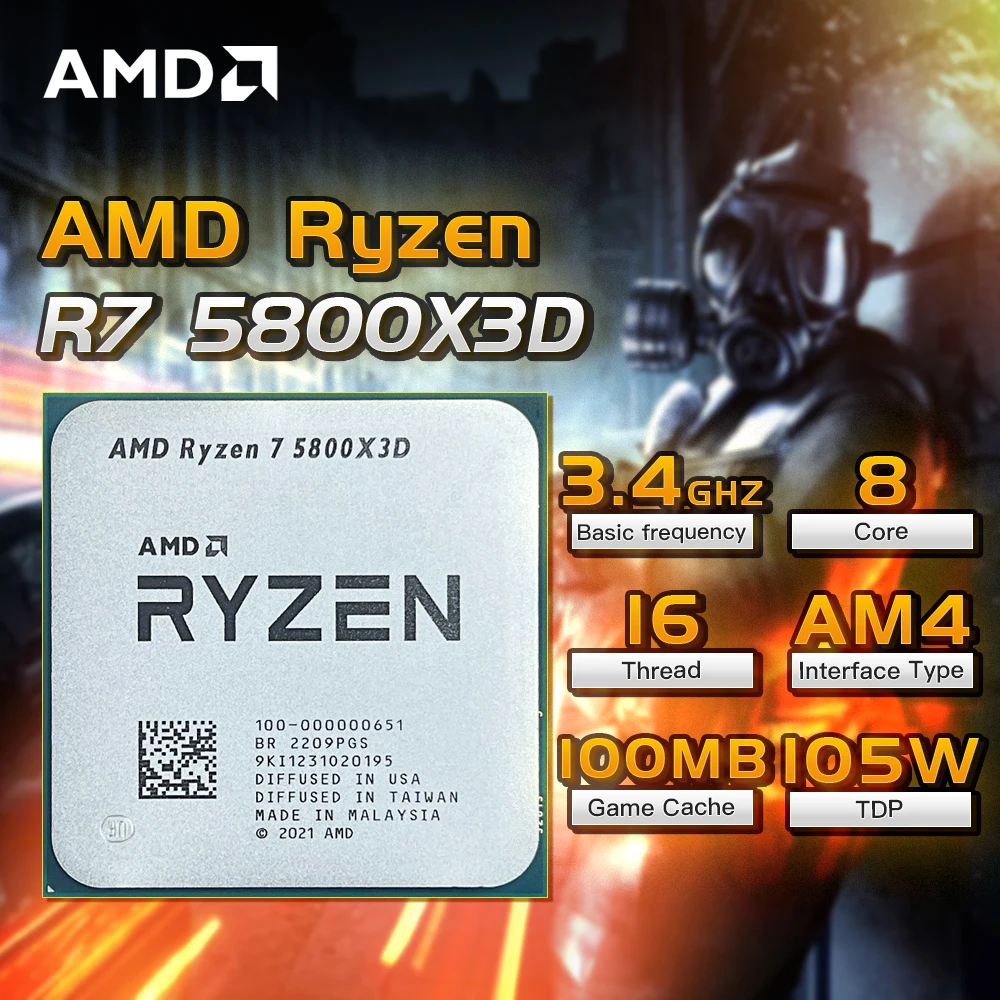 Amd Ryzen 7 5800x 3d r7 5800x 3d 3.4GHz 8 코어 16 라인 CPU 프로세서, 7nm l3 ...