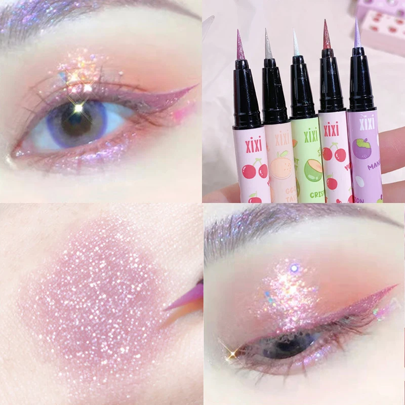 8 Color Glitter Eyeliner Pencil Waterproof Glitter Pink White ...