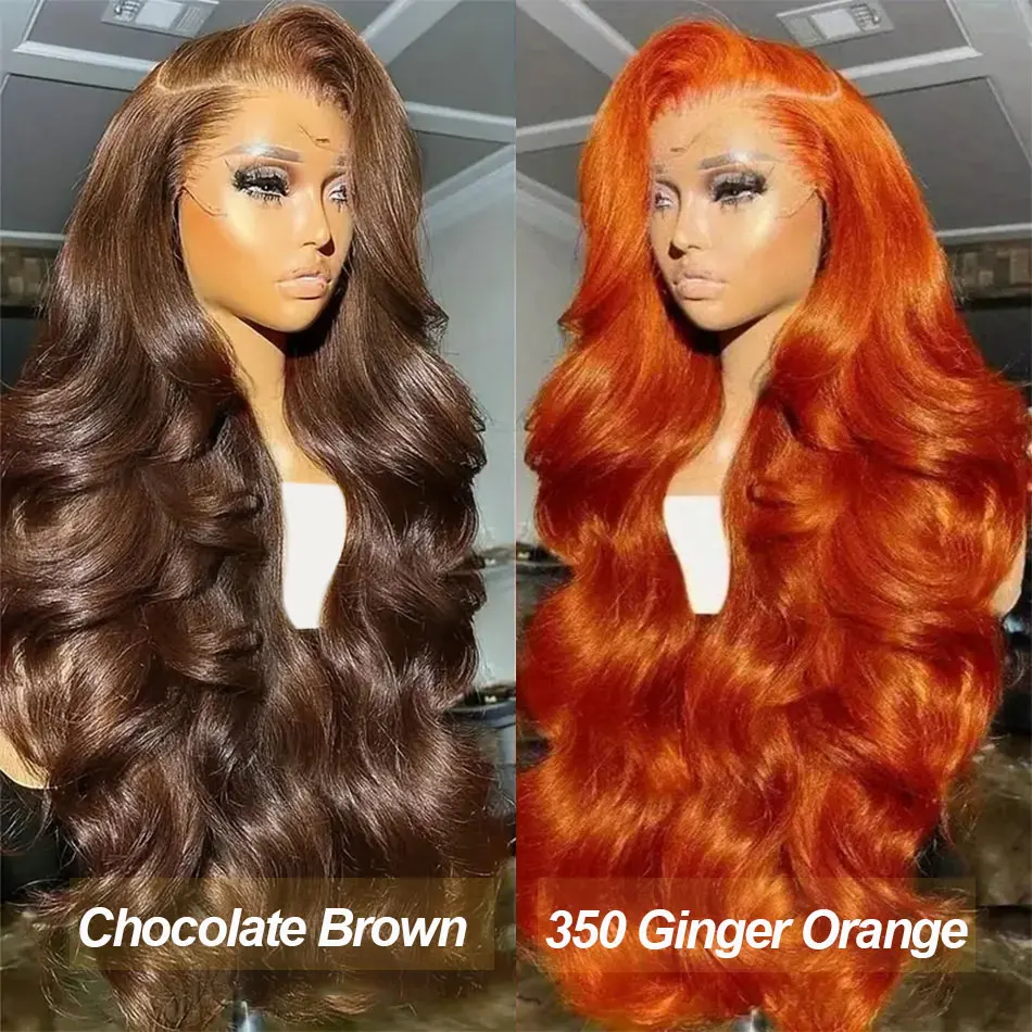 250 Density Chocolate Brown Wig Human Hair 13x6 HD Lace Frontal Wigs ...