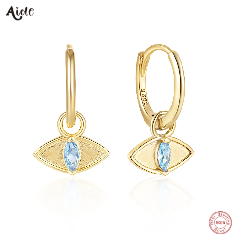 Aide-925-Sterling-Silver-Blue-Drop-Zircon-Hoops-Charms-Loops-Circle ...