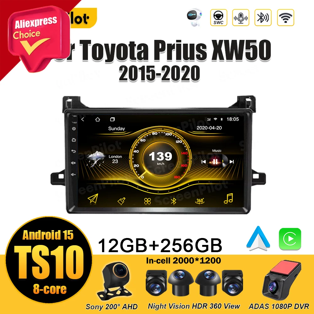 Android 15 For Toyota Prius XW50 2015 2016 2017 2018 2019 2020 Stereo ...