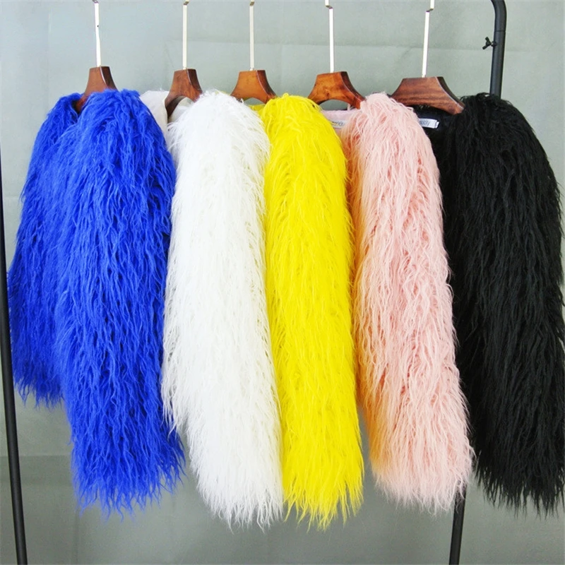 Colorful-Warm-Faux-Women-Fur-Coat-Loose-Black-White-Pink-Plush-Coat ...