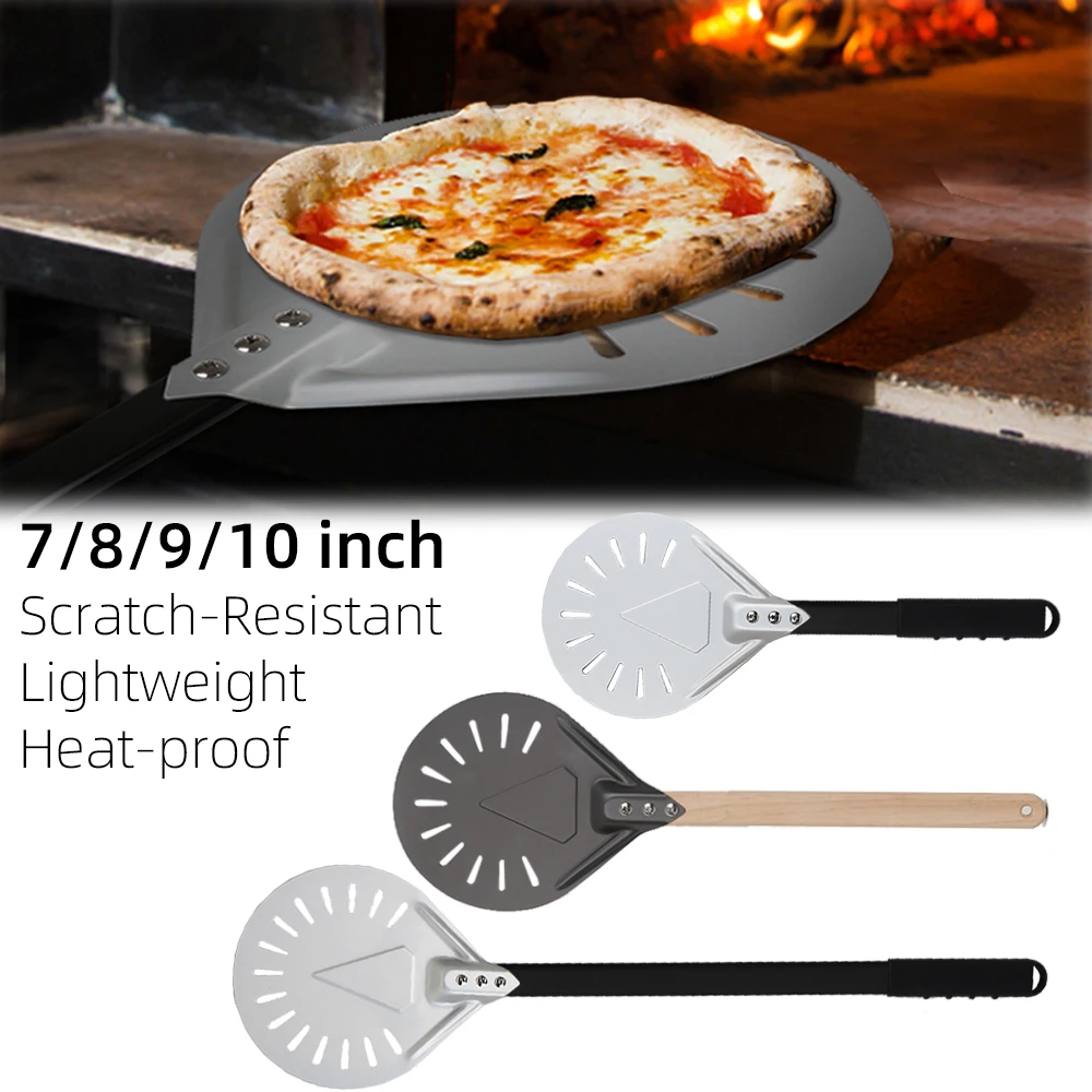 Small Pizza Shovel Turning Paddle Round Pizza Tool Wooden Handle Oven ...