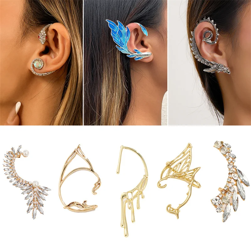 New Gold Silver Color Dripping Oil Metal Ear Bone Clip For Women ...