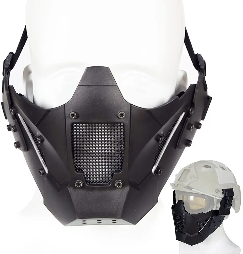 M-scara-de-malla-de-medio-rostro-protectora-Airsoft-Riel-de-casco-r ...