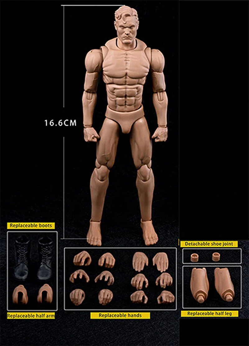 NW002 1/12 Escala Soldado Masculino Strong Body Art Corpo Humano 6 ...