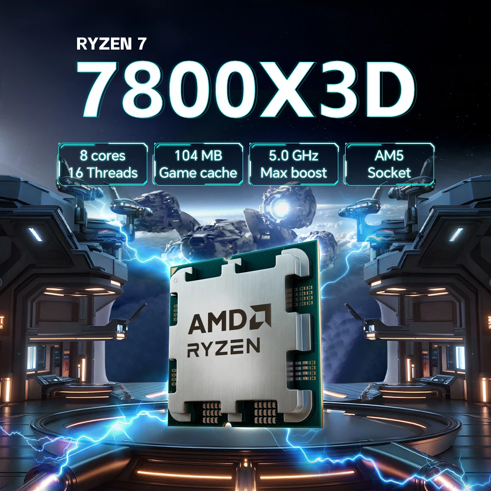 Processador AMD Ryzen 7 7800X3D 4,2 GHz 8 núcleos 16 threads 5NM DDR5 ...