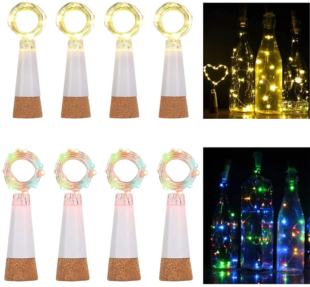 Usb 충전식 Led 구리 와이어 병 코르크 조명 페어리 스트링 라이트 바 웨딩 파티 장식 2m 20 Ledled 줄