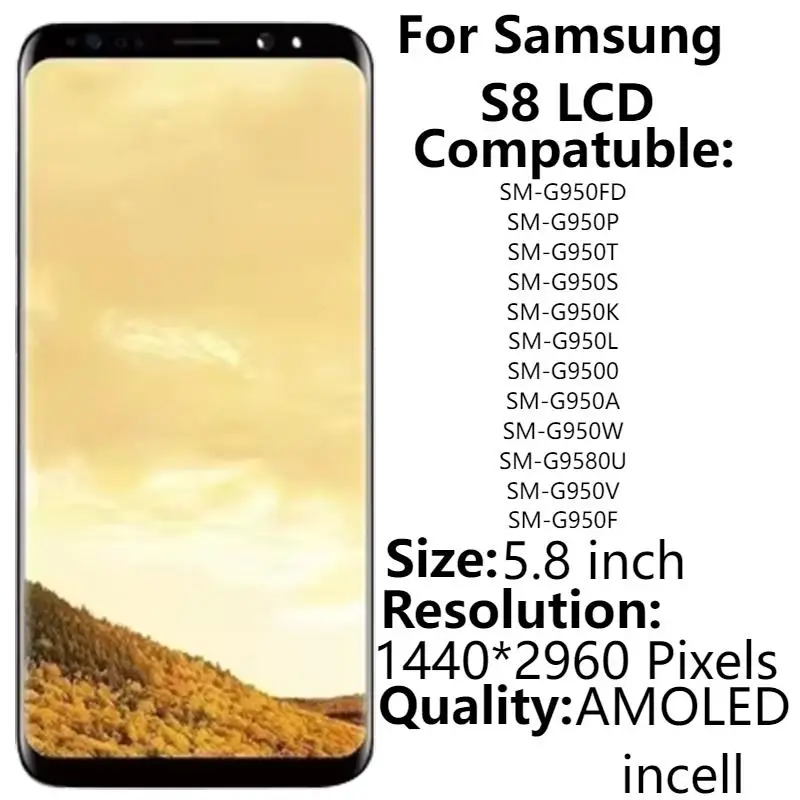 5.8'' Tested For Samsung S8 SM-G950FD SM-G950F LCD Display With Frame ...