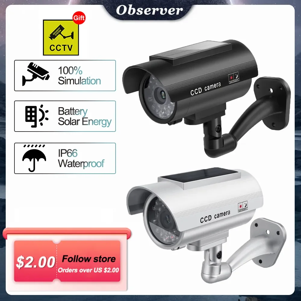 Fake-Camera-Outdoor-Security-Solar-Panel-Dummy-Camera-Simulation-Indoor ...
