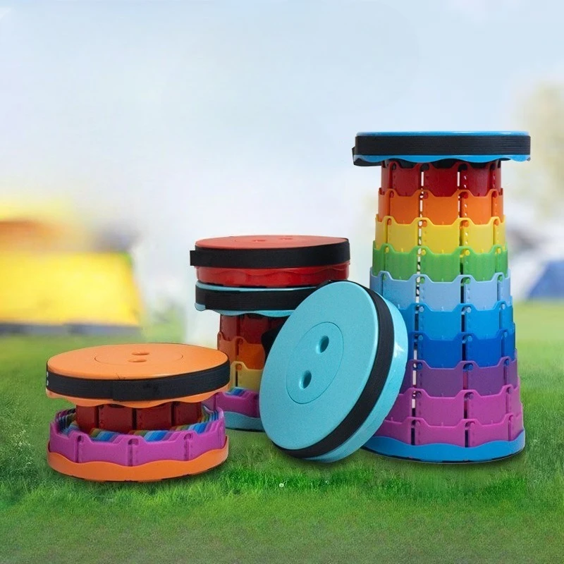 2026 Outdoor Rainbow Folding Stools Travel-Size Portable High-Aesthetic ...