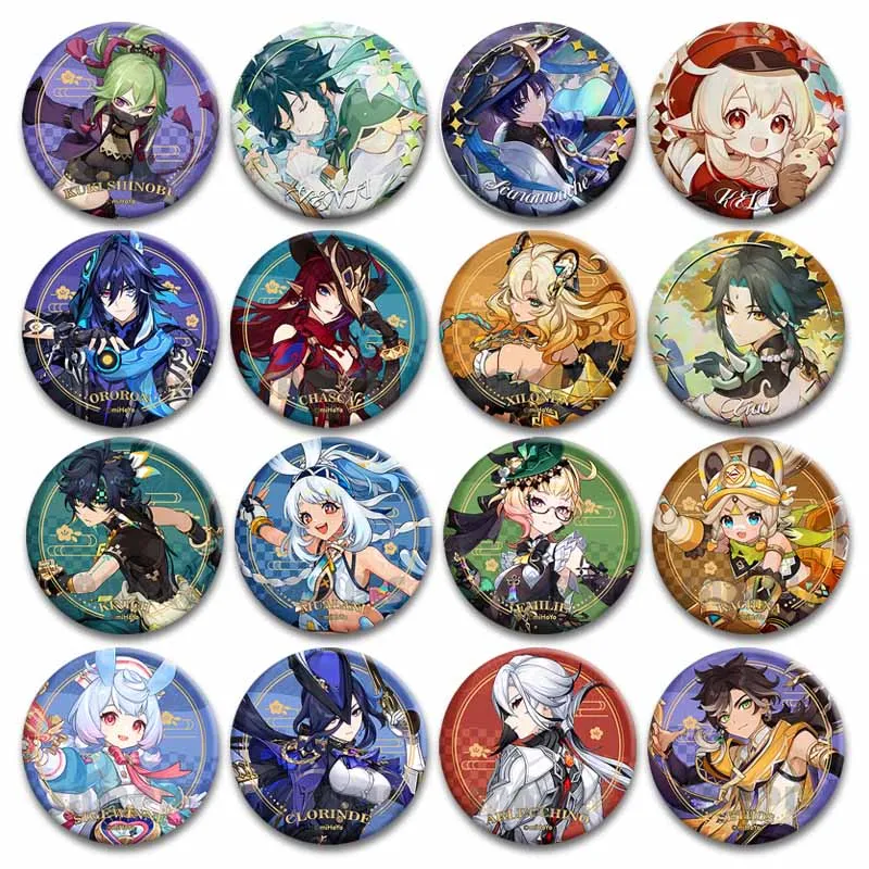 Genshin Impact Pins Wanderer Abedo Nahida Figure Round Brooch Pin ...