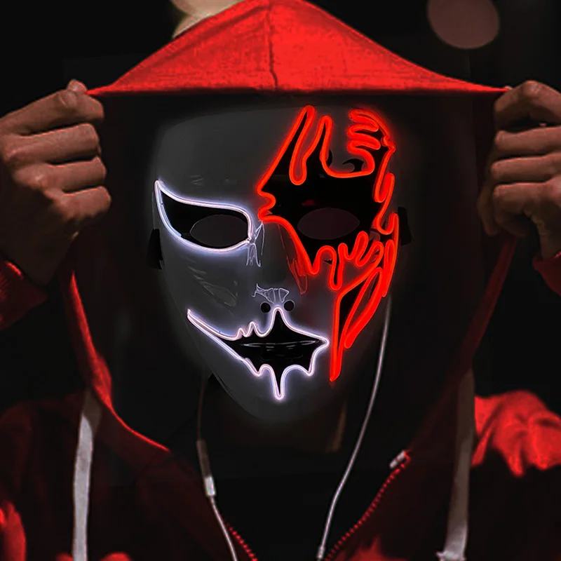 Halloween-Horror-Hand-painted-Mask-Luminous-LED-Mask-Neon-Light ...