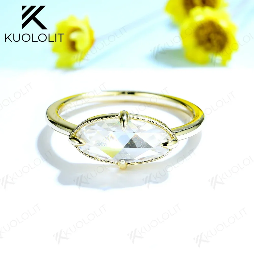 Kuololit-Rose-Cut-Moissanite-Rings-for-Women-MenSolid-18K-14K-Yellow ...