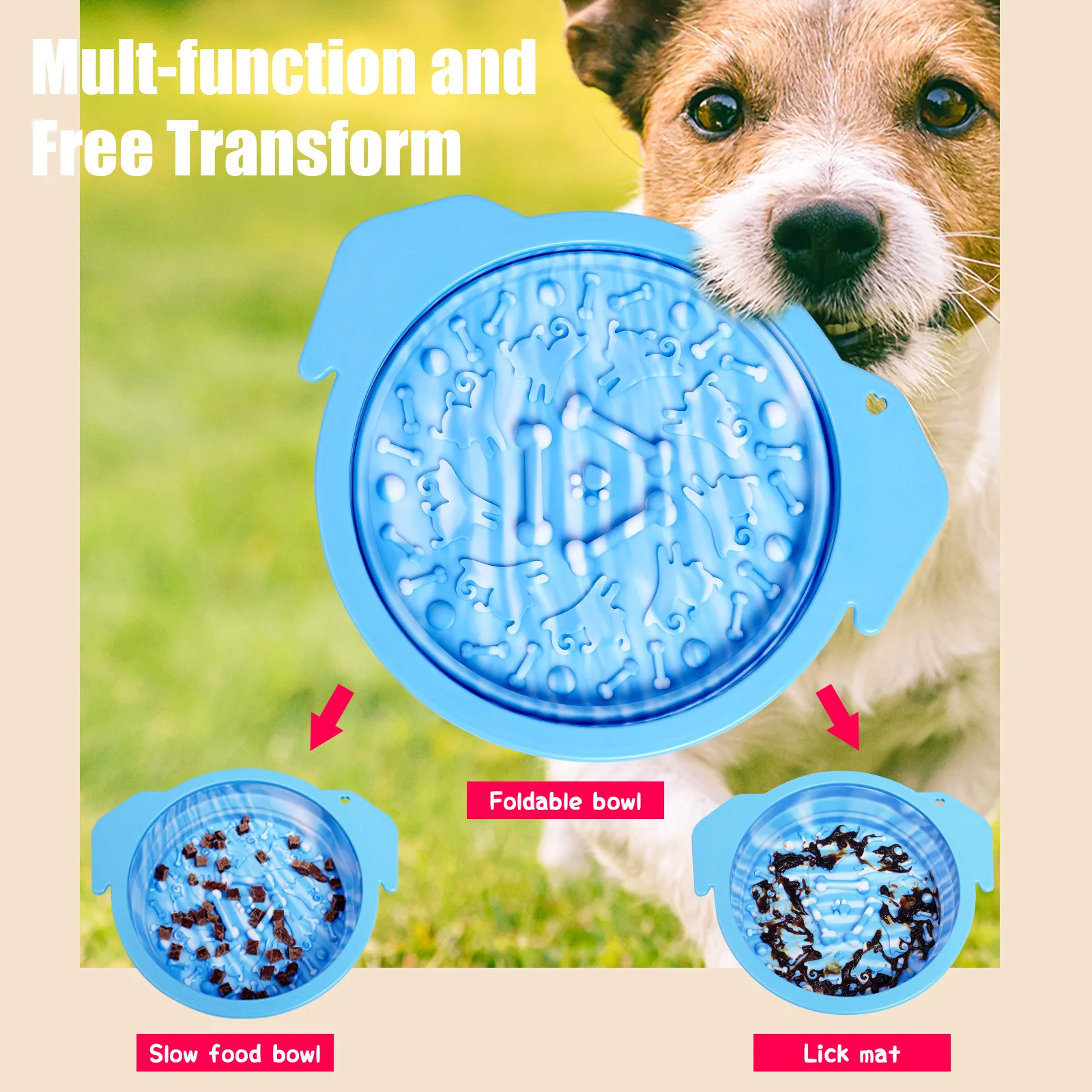 Dog Slow Food Bowl Folding Bowls For Dogs Travel Multi-function ...