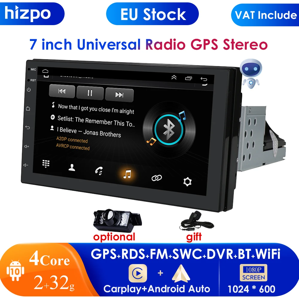 2gb + 32 carplay 7 polegada 1 din android rádio automático gps carro ...
