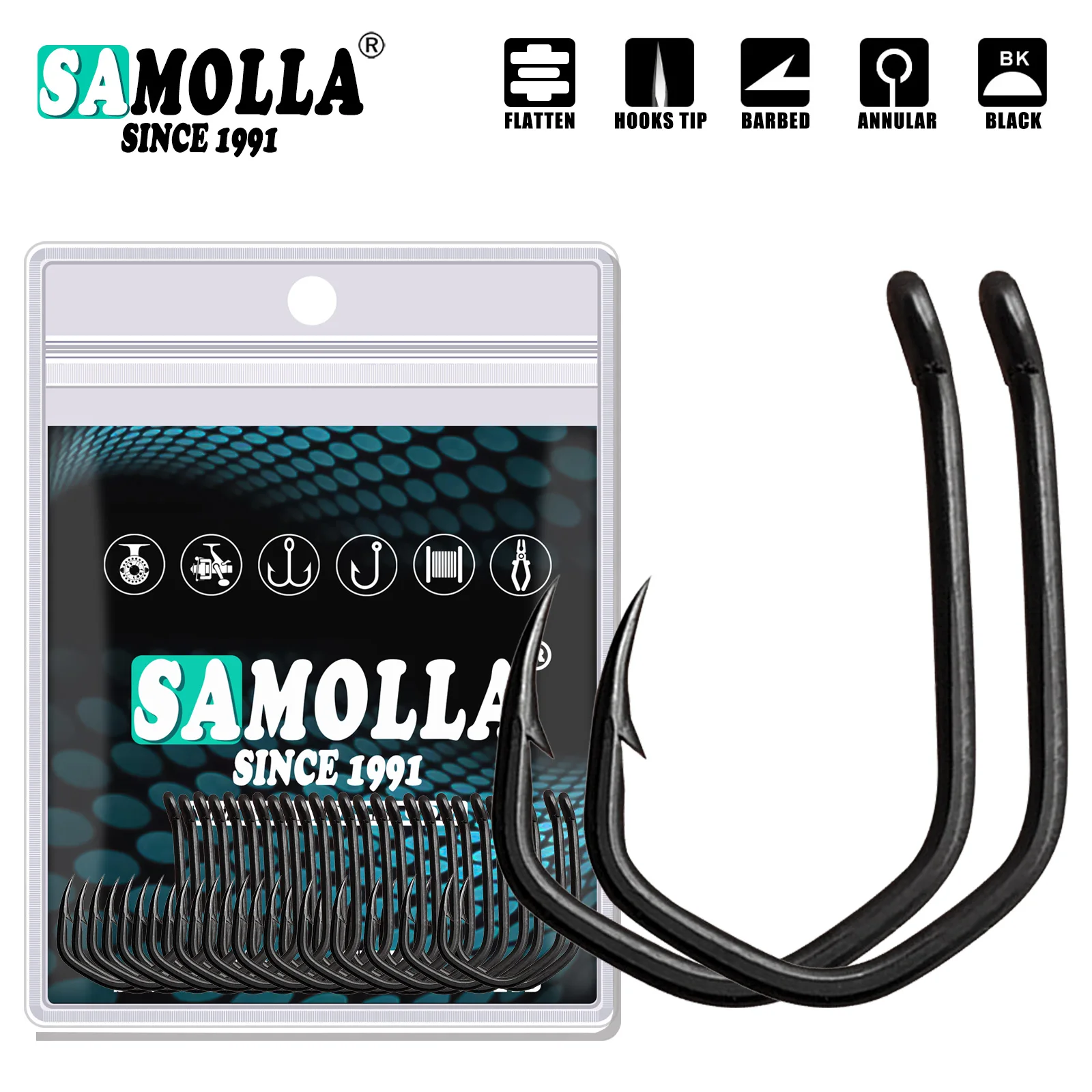 50pcs-Barbed-Coated-Carp-Fishing-Hooks-PTFE-Coating-High-Carbon ...