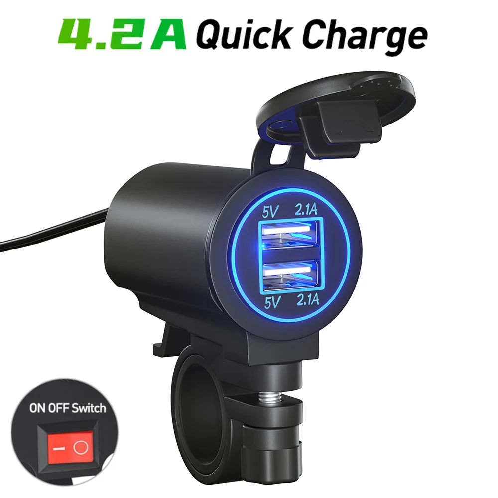 Motorcycle-Dual-USB-Charger-Waterproof-Cell-4-2A-Quick-Charger ...