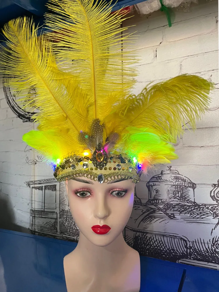 LED-Light-Up-Women-Feather-Headband-Venetian-Head-Wear-Party-Belly ...