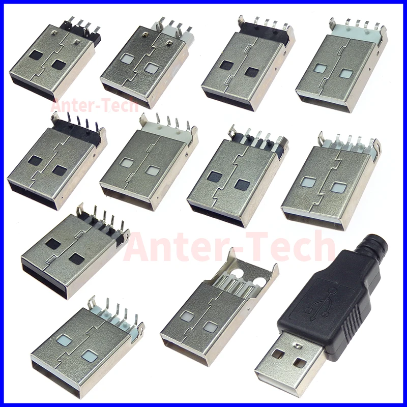 10Pcs IMC Hot new Type A male USB 2.0 4pin plug socket connectors with ...