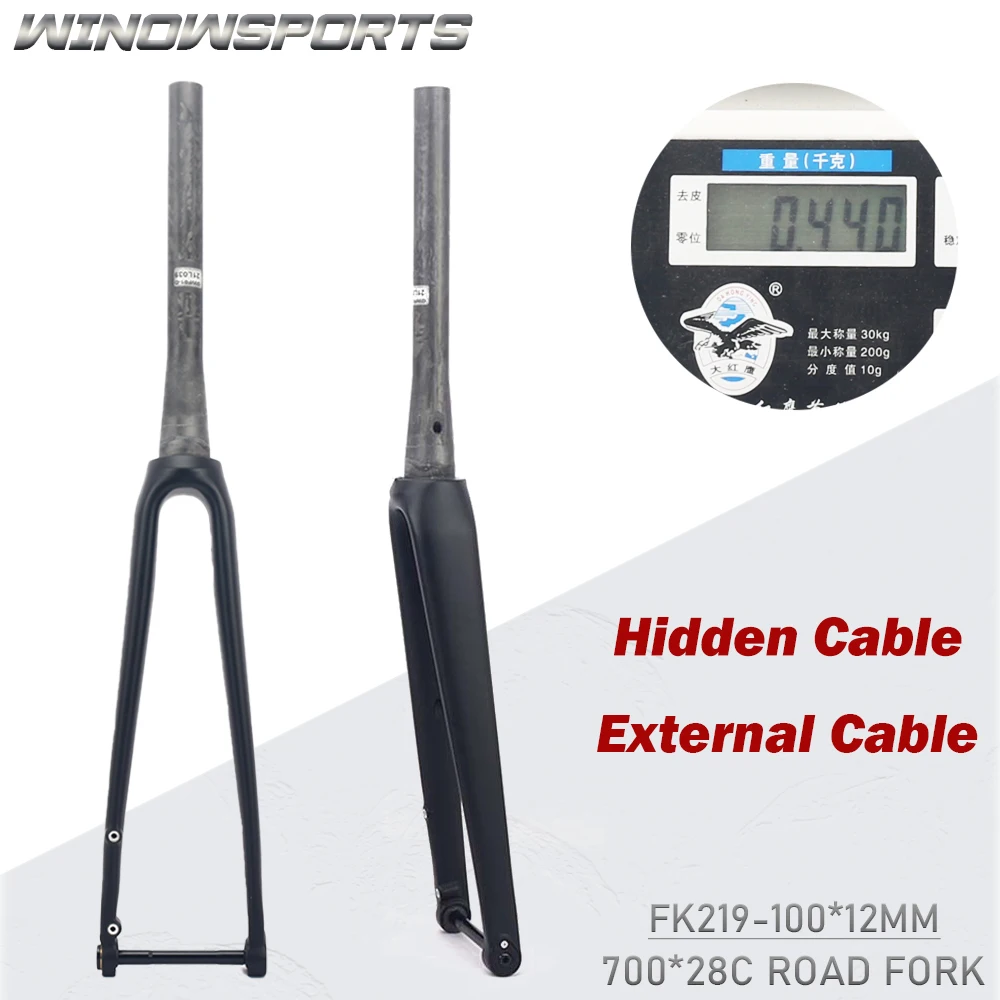 Carbon-Road-Bike-Fork-Thru-Axle-100-12mm-Carbon-Fork-28-6-Flat-Mount ...