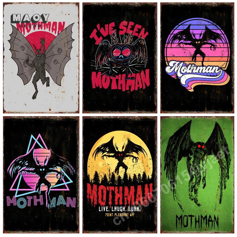 Mothman-Cryptid-Sunset-Metal-Tin-Signs-Bedroom-Plaques-Garage-Club ...