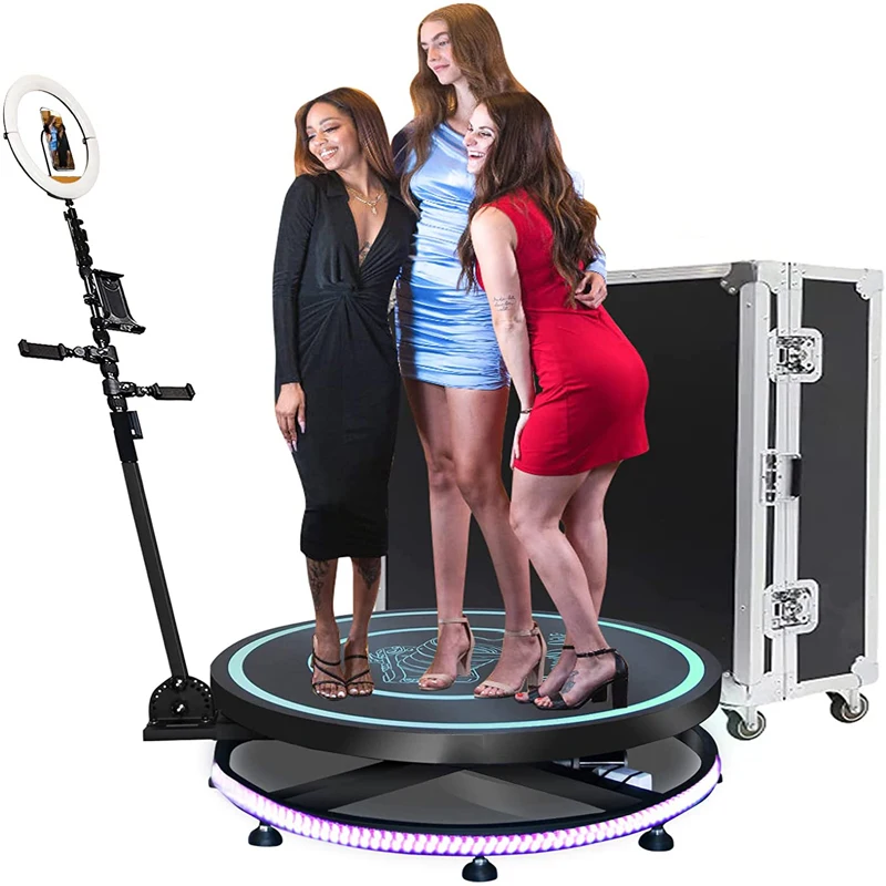 360 Photo Booth Machine with Free Logo Ring Light Selfie Stand ...