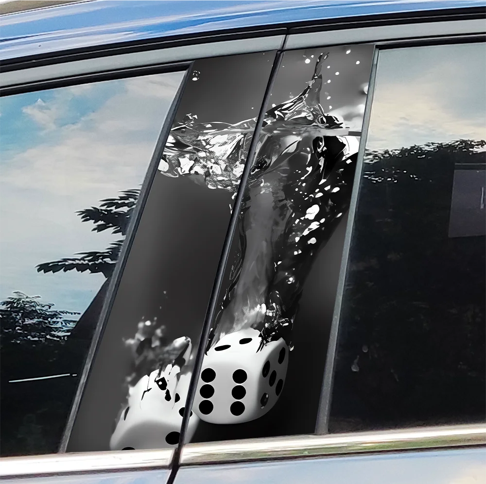 Dice Car Stickers Auto B Pillar Waterproof Sunscreen Center Column ...