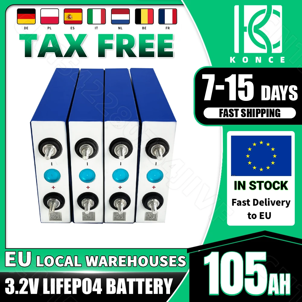 PWOD-3-2V-105AH-LiFePO4-Battery-100Ah-Brand-New-Rechargeable-Cell-6000 ...