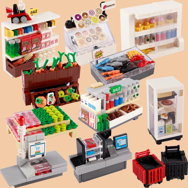 MOC-City-Supermarket-Figures-Building-Blocks-Store-Vegetable-Snacks ...