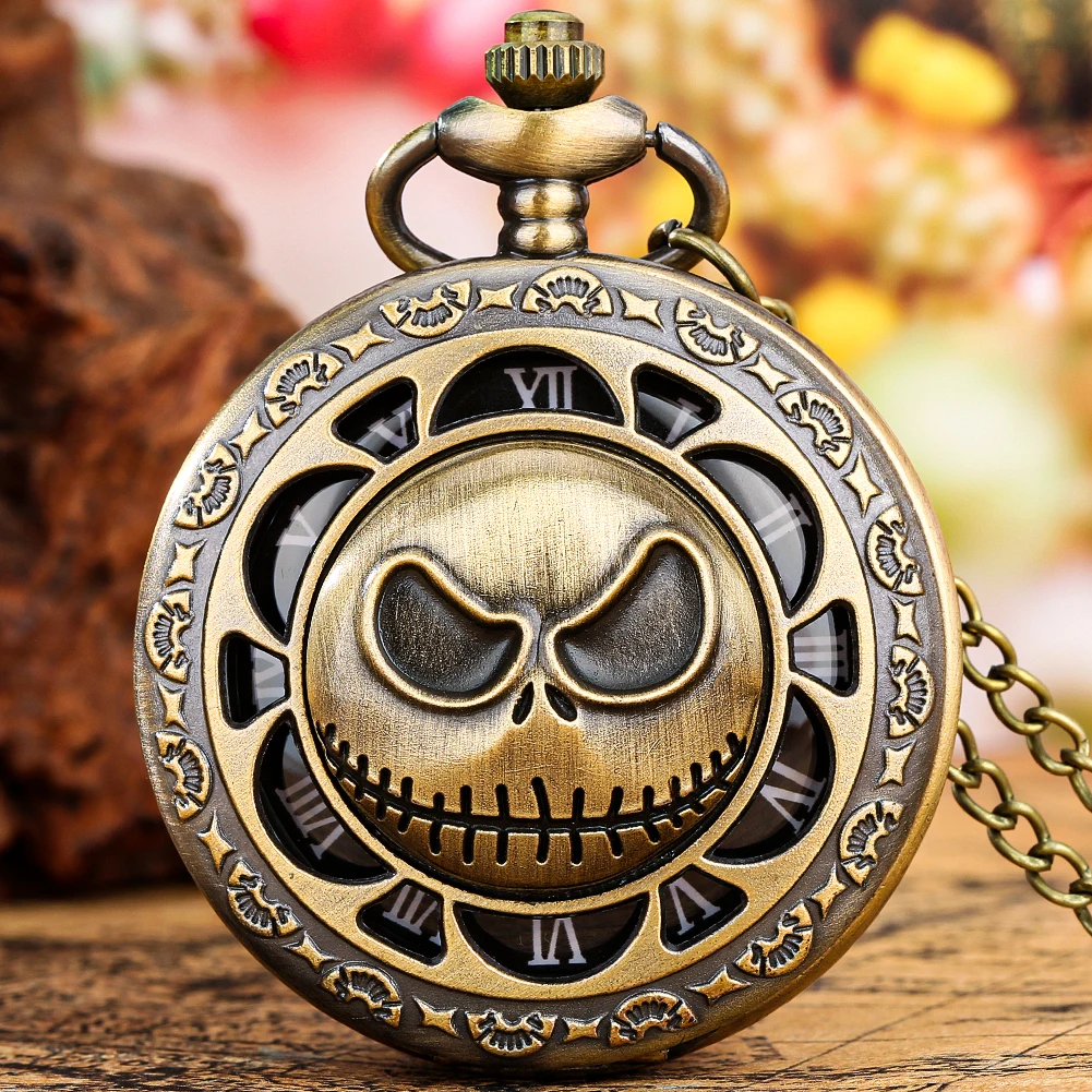 Halloween-theme-bronze-skeleton-quartz-pocket-watch-Exquisite-pendant ...