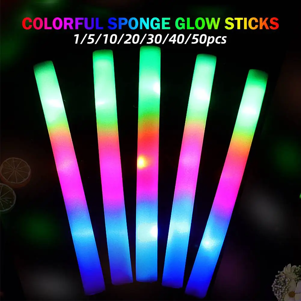 1-10-20-30-40-50pcs-Bulk-Colorful-LED-Glow-Sticks-RGB-LED-Glow-Foam ...