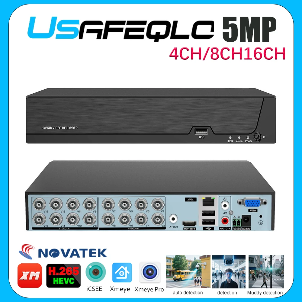 Dvr 6 em 1 16ch 5mp-n suporte ahd 5mp detecção de rosto p2p h.265 ...