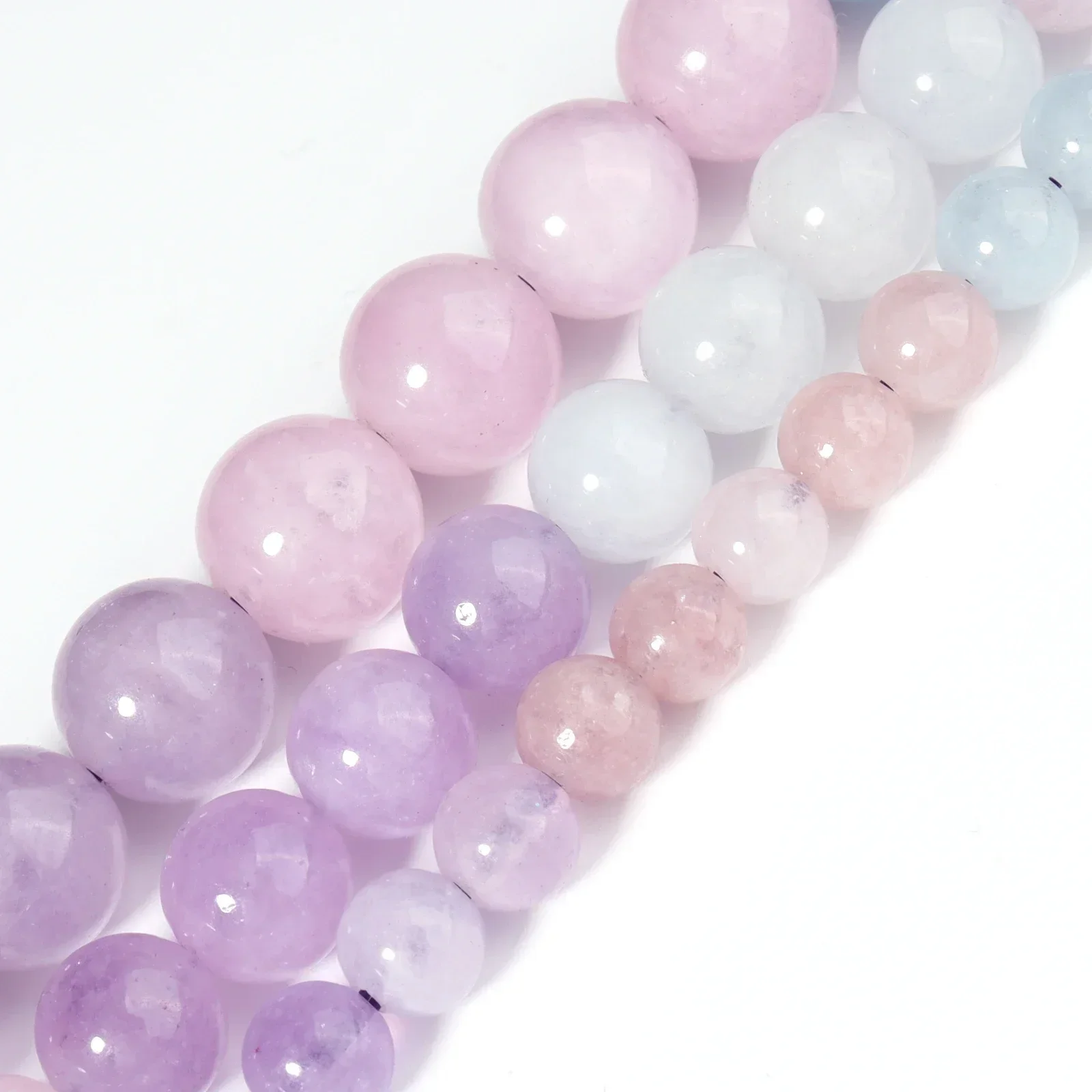 Natural Purple Morganite Stone Smooth Round Gemstone Loose Beads For ...