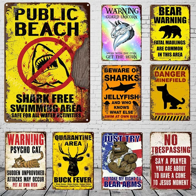 Retro-Warning-Metal-Tin-Sign-Vintage-Plaque-Metal-Caution-Tin-Poster ...