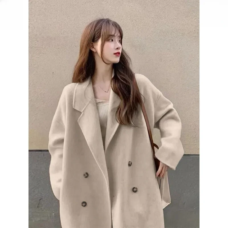 Abrigo-de-lana-elegante-para-mujer-abrigo-de-longitud-media-doble-botonadura-cuello-de-traje ...