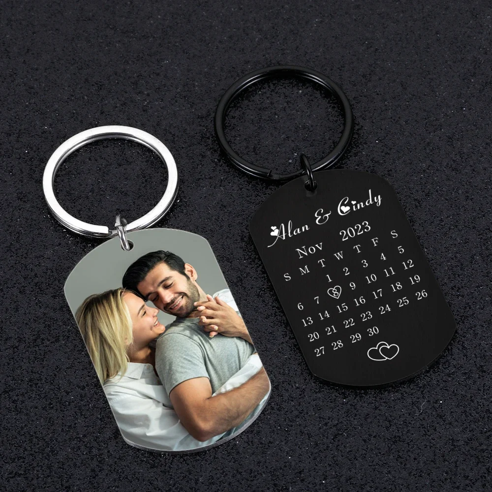 Personalised-Calendar-Keychain-Custom-Photo-Name-Key-Chain-for-Couple ...