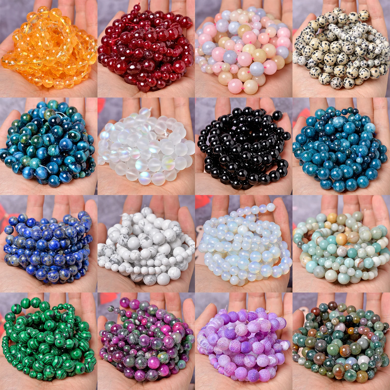 Natural-Stone-Beads-Tiger-Eye-Rose-quartz-Amazonite-Turquoises-Obsidian ...
