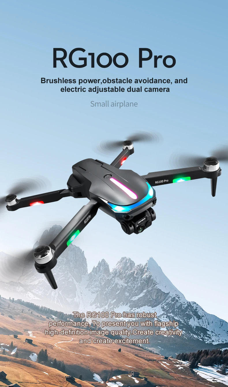 1080P 1B GY-Drone RG100 PRO avec Caméra HD 4K Sans Balais, Évitement ...