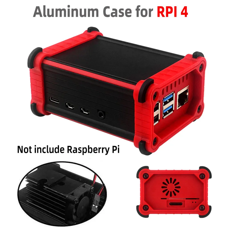 Raspberry Pi 4 carcasa de aluminio con ventilador de refrigeración ...